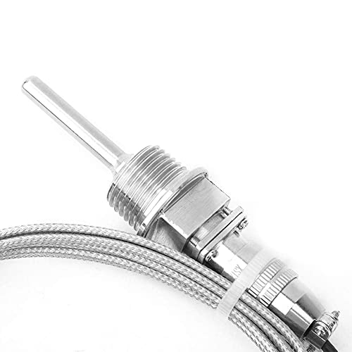 K-Type Temperature Sensor RTD Stainless Steel high Measuring precisionThermocouple Temperature Probe 1/2 NPT Detachable 3-Pin Connector with 2m / 6.6ft Cable