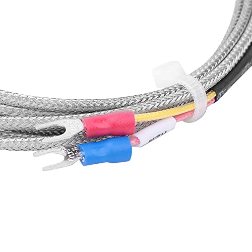 K-Type Temperature Sensor RTD Stainless Steel high Measuring precisionThermocouple Temperature Probe 1/2 NPT Detachable 3-Pin Connector with 2m / 6.6ft Cable