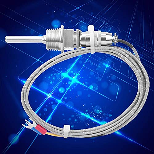 K-Type Temperature Sensor RTD Stainless Steel high Measuring precisionThermocouple Temperature Probe 1/2 NPT Detachable 3-Pin Connector with 2m / 6.6ft Cable