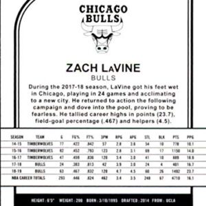 2019-20 Panini NBA Hoops #25 Zach LaVine Chicago Bulls Basketball Card