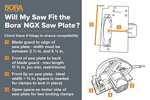 Bora NGX Saw Plate Includes 55" Non-Chip Strip That Elimates Tear Out, Designed for Straight Cuts While Using The NGX Clamp Edge System, 544001