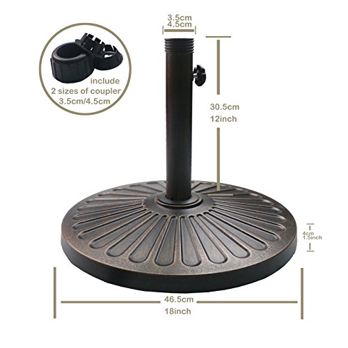 Sunnyglade 18" 26.5-lbs Outdoor Living Heavy Duty Round Antiqued Patio Umbrella Base (26.5LB)