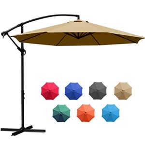 sunnyglade 10ft outdoor adjustable offset cantilever hanging patio umbrella (tan)