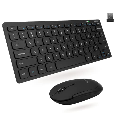 Macally Small Wireless Keyboard and Mouse Combo for PC - an Essential Work Duo - 2.4G - 78 Compact Key Cordless Mouse and Keyboard Combo with Mini Body and Quiet Click