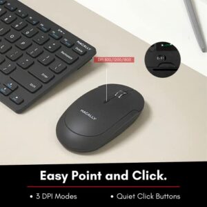 Macally Small Wireless Keyboard and Mouse Combo for PC - an Essential Work Duo - 2.4G - 78 Compact Key Cordless Mouse and Keyboard Combo with Mini Body and Quiet Click