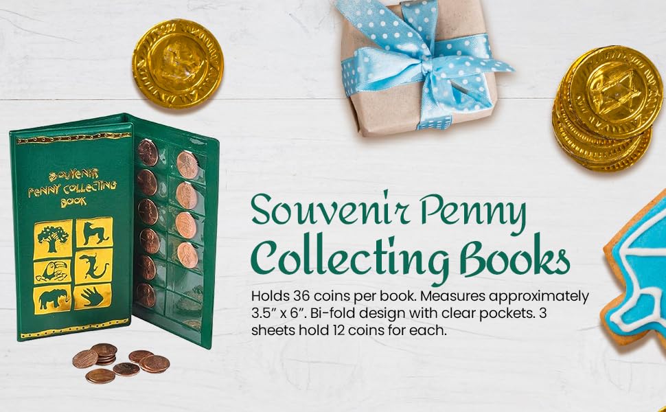 Souvenir Penny Holder Collecting Books (3 Pack) Bi-Fold Coin Display for Rare and Elongated Pennies! (3 Pack)