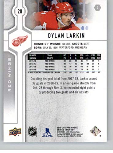 2019-20 Upper Deck Series One Hockey #28 Dylan Larkin Detroit Red Wings Official NHL Trading Card From UD