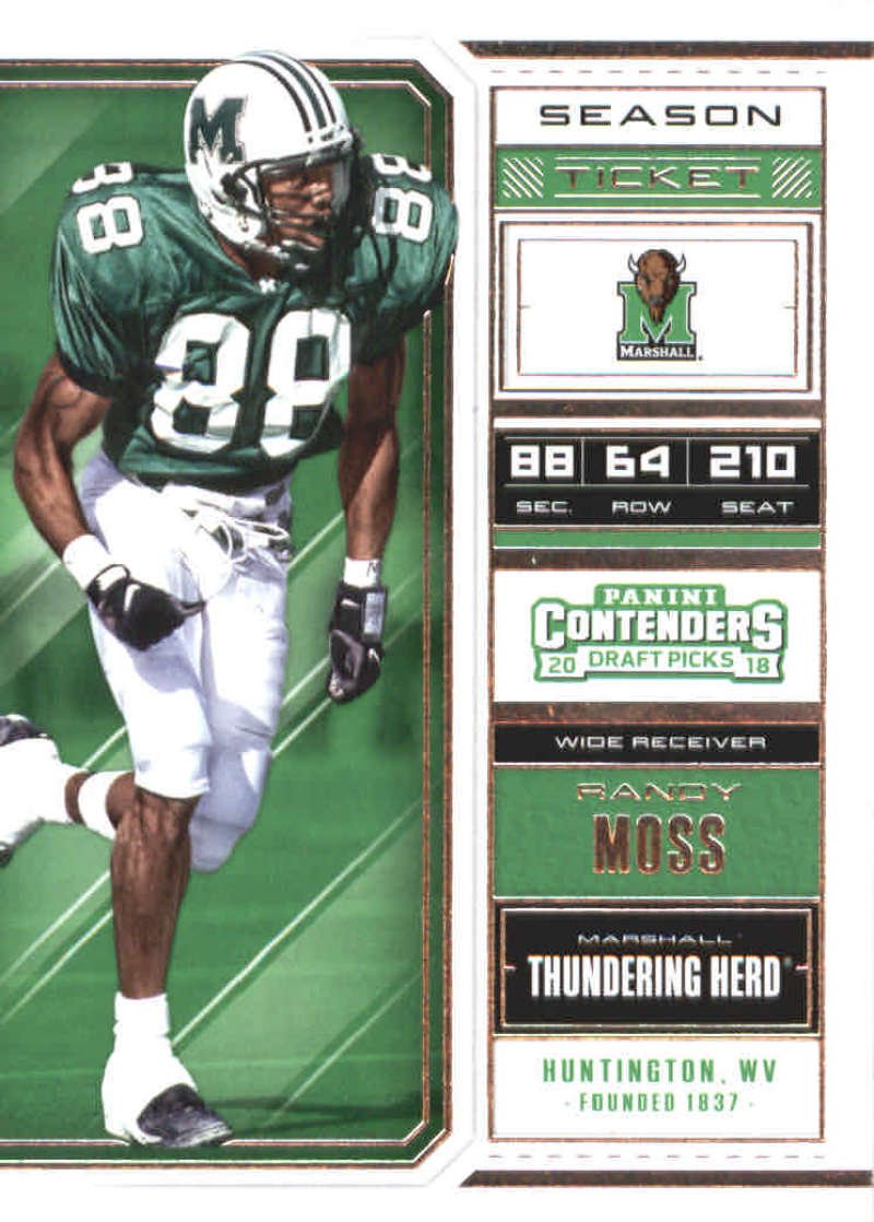 2018 Panini Contenders Draft Picks Season Ticket #81 Randy Moss Marshall Thundering Herd NCAA Collegiate Football Card