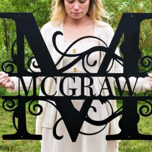 Custom Metal Signs | Metal Name Sign | Metal Wall Art | Split Letter Monogram Wall Decor | Metal Wall Art Last Name Sign | Family Name Sign | Personalized Wedding Gift | Metal Art | Outdoor Metal Sign