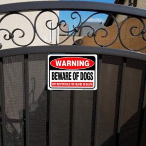 (2 Pack) Beware of Dog Sign, 10 x 7 Rust Free Aluminum Warning Dog Sign, UV Printed Reflective Weather Resistant Dog Bite Sign for Outdoors