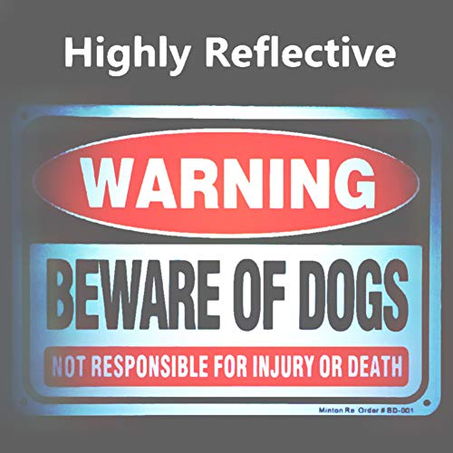 (2 Pack) Beware of Dog Sign, 10 x 7 Rust Free Aluminum Warning Dog Sign, UV Printed Reflective Weather Resistant Dog Bite Sign for Outdoors