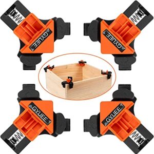 90 degree angle clamps, woodworking corner clip, right angle clip fixer, set of 4 clamp tool with adjustable hand tools (orange+black)