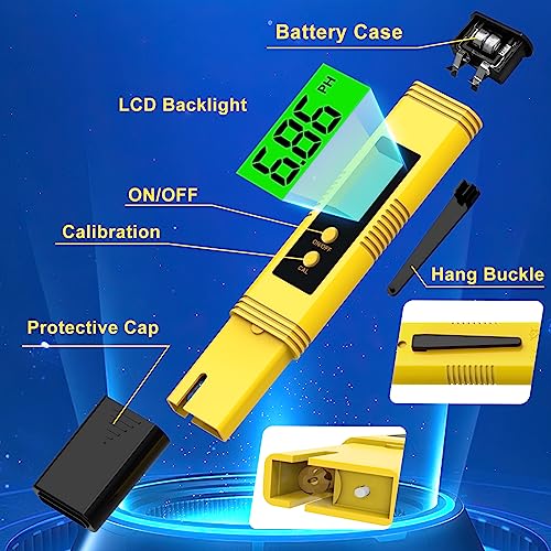 PH Meter, Digital PH Meter for Water, 0.01 High Accuracy PH Tester with 0-14 PH Measurement Range for Hydroponics, Household Drinking, Pool and Aquarium