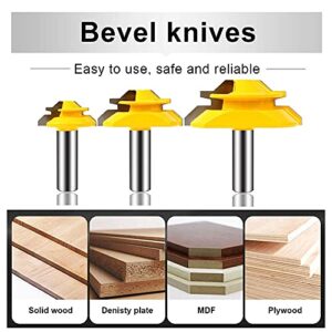 LEATBUY 45°Lock Miter Router Bit Tongue and Groove Set,1/2 Inch Shank Wood Milling Cutter Drilling Carbide Tool For Door Table Cabinet Shelve Wall DIY Woodwork (1/2-45 Degree)