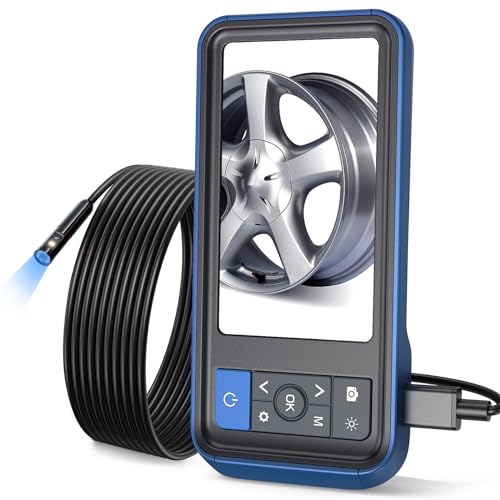 Dual Lens Borescope Inspection Camera with Light, Teslong Endoscope with IPS Screen, 1080P HD Waterproof Mechanic Scope Camera with Flexible Cable, Fiber Optic for Automotive/Sewer/Drain Pipe-16.5FT