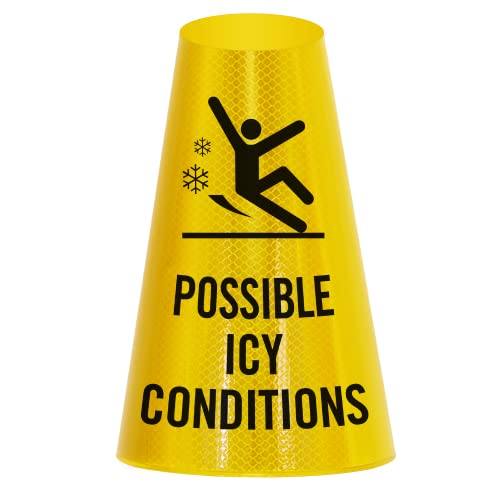 SmartSign “Possible Icy Conditions” Bright Reflective Cone Message Sleeve, [Cone Not Included]