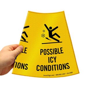 SmartSign “Possible Icy Conditions” Bright Reflective Cone Message Sleeve, [Cone Not Included]