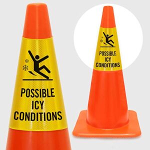 SmartSign “Possible Icy Conditions” Bright Reflective Cone Message Sleeve, [Cone Not Included]