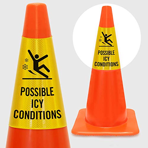 SmartSign “Possible Icy Conditions” Bright Reflective Cone Message Sleeve, [Cone Not Included]