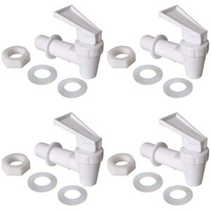 replacement cooler faucet 4 white water dispenser tap set. bpa free plastic spigot.