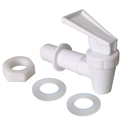 Replacement Cooler Faucet 4 White Water Dispenser Tap Set. BPA Free Plastic Spigot.