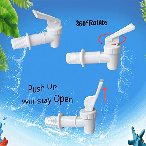 Replacement Cooler Faucet 4 White Water Dispenser Tap Set. BPA Free Plastic Spigot.