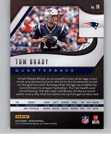 2019 Panini Prizm #18 Tom Brady New England Patriots NFL Football Trading Card