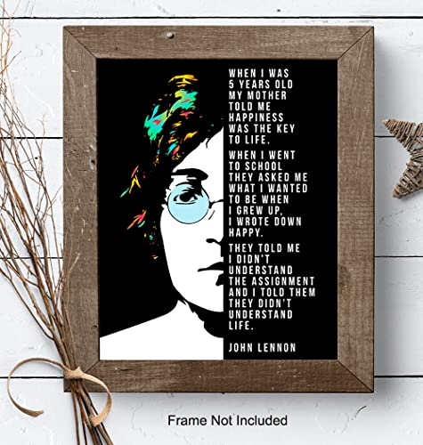 Quote Wall Decor Print - Funny Inspirational 8x10 Home Art for Bedroom, Living Room, Office, Apartment - Unique Gift for 60s, 70s Music Fans