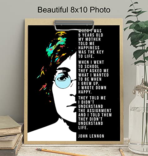 Quote Wall Decor Print - Funny Inspirational 8x10 Home Art for Bedroom, Living Room, Office, Apartment - Unique Gift for 60s, 70s Music Fans