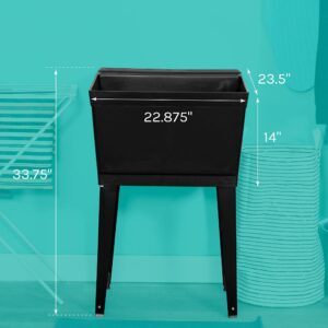 19 Gallon Utility Sink Laundry Tub by JS Jackson Supplies with Adjustable Metal Legs, Ideal for Laundry room, Basement, or Garage Workshop. Heavy Duty Shop Sink. No Faucet Included (Black)