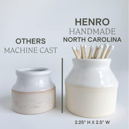 Henro Company Match Striker - Handmade in North Carolina | Works with ALL MATCHES- 2.25" x 2.5", Candle Accessory Mini pottery, Gift, safety matches (Without Matches)