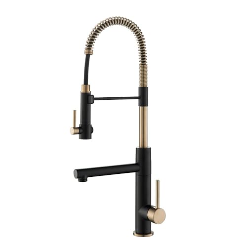 Kraus KPF-1603BGMB Artec Pro 2-Function Commercial Style Pre-Rinse Kitchen Faucet with Pull-Down Spring Spout and Pot Filler, Brushed Gold/Matte Black