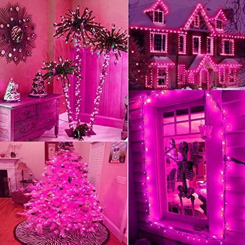 Silvom Pink Christmas Lights, 33ft 100 LED Xmas Christmas Lights, 120V UL Certified LED String Lights for Halloween, Christmas Tree, Wedding, Party, Patio, Holiday, Home Indoor & Outdoor Decoration