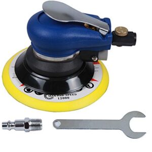 yelway 6" air palm random orbital sander, dual action pneumatic polisher speed adjustable grinding sanding w/pad