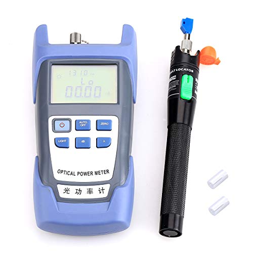 Fiber Optic Power Meter with 30KM Aluminum Visual Fault Locator FC-LC Adapter Fiber Optic Cable Tester Test Test Tool for CATV Telecommunications Engineering Maintenance