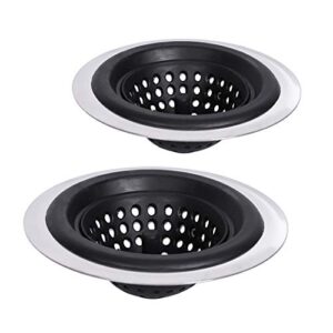 stainless silicone kitchen sink strainer,drain protector,prevent clogging,large wide rim 4.5 inch diameter,tools home improvement,pack of 2 (black)