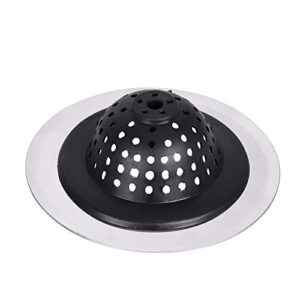 Stainless Silicone Kitchen Sink Strainer,Drain Protector,Prevent Clogging,Large Wide Rim 4.5 inch Diameter,Tools Home Improvement,Pack of 2 (Black)