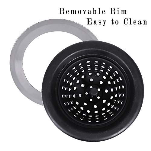 Stainless Silicone Kitchen Sink Strainer,Drain Protector,Prevent Clogging,Large Wide Rim 4.5 inch Diameter,Tools Home Improvement,Pack of 2 (Black)