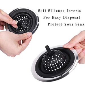 Stainless Silicone Kitchen Sink Strainer,Drain Protector,Prevent Clogging,Large Wide Rim 4.5 inch Diameter,Tools Home Improvement,Pack of 2 (Black)