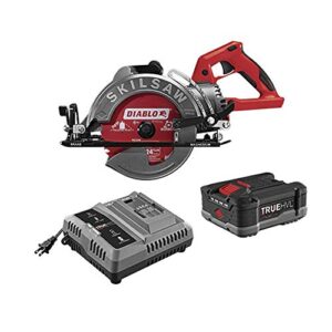 skil 7-1/4 in. truehvl cordless worm drive skilsaw with truehvl battery, diablo blade-spth77m-12