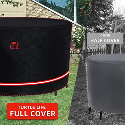 Turtle Life Patio Furniture Sets Cover, Heavry Duty Round Outdoor Dinning Table and Chairs Cover, No Fading Away Within 2 Years, Black, Dia 98" x 37" H