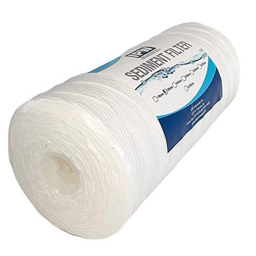 IPW Industries Inc. Whole House Sediment Water Filter - 5 Micron String Wound Filter - Full Flow Filter 10" x 4.5" Filtration Systems (4 Pack of Filters)