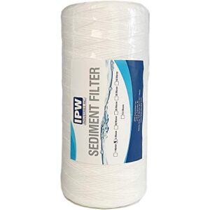 IPW Industries Inc. Whole House Sediment Water Filter - 5 Micron String Wound Filter - Full Flow Filter 10" x 4.5" Filtration Systems (4 Pack of Filters)