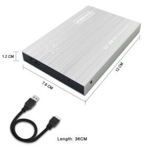 HWAYO 750GB External Hard Drive Portable 2.5'' Ultra Slim HDD Storage USB 3.0 for PC, Laptop, Mac, Chromebook, Xbox One (Silver)