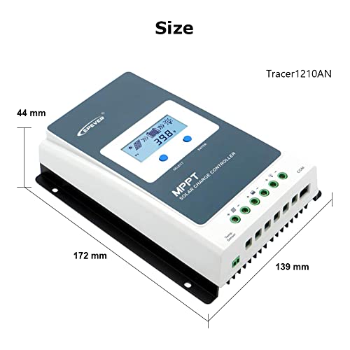 EPEVER 10A Solar Charge Controller MPPT Solar Panel Charge Controller 12V / 24V Auto Working Max PV 100V Solar Charge Battery Regulator with LCD Display for Gel Flooded Sealed Lithium Batteries