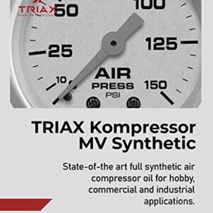 TRIAX Kompressor MV ISO 46, Multi Vis, Full Synthetic Air Compressor Oil, Non-Detergent, Rotary, Vane, Screw, Reciprocal, High Temp, 20,000 Hour Life (1 Gallon)