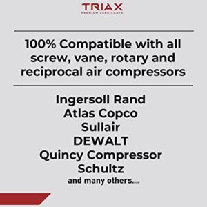 TRIAX Kompressor MV ISO 46, Multi Vis, Full Synthetic Air Compressor Oil, Non-Detergent, Rotary, Vane, Screw, Reciprocal, High Temp, 20,000 Hour Life (1 Gallon)