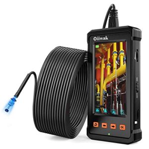 50ft endoscope inspection camera, oiiwak borescope camera for pipe sewer drain plumbing inspection 1080p hd 4.3“ ips screen waterproof ip67 bore scope snake camera with 6 led lights(15m cable)