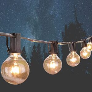 festival depot 10ft patio string lights with 10 waterproof g40 globe bulbs (1 spare) for christmas halloween, e12 socket, warm white