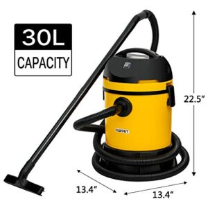 KUPPET Wet/Dry Vacuum Cleaner, Vac Pond/Home Dual Use, Portable Shop Vacuum with Attachments, Powerful 16Kpa Suction, Strong Big Tank in 30L, 1400W(Yellow)…